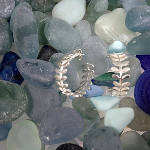 Flower Stem Hoops, Silver Hoops, Handmade Hoop Earrings, Big Hoop ...