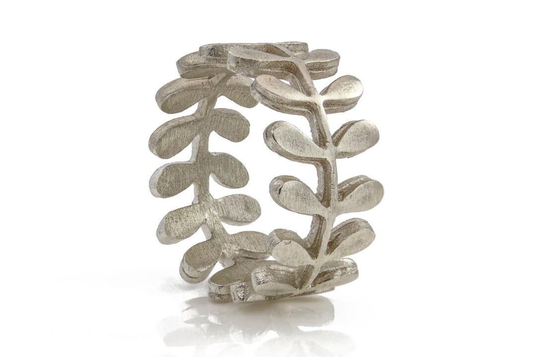 Flower Leaf Ring, Silver Ring, Flower Ring, Wide Band Ring,handmade ...