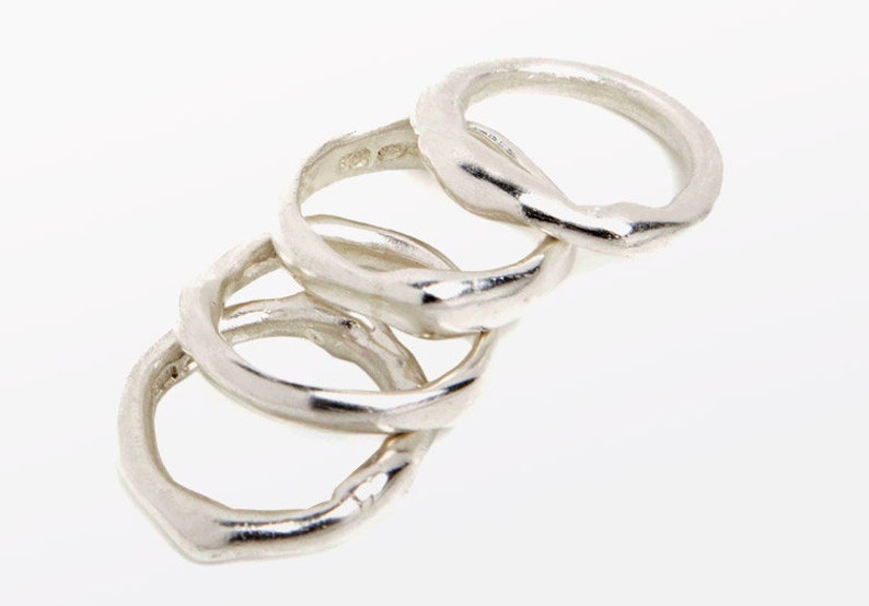 Melted Silver Rings - Etsy