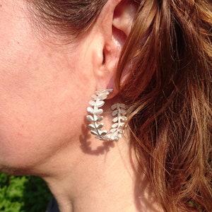 Flower Stem Hoops, Silver Hoops, Handmade Hoop Earrings, Big Hoop ...