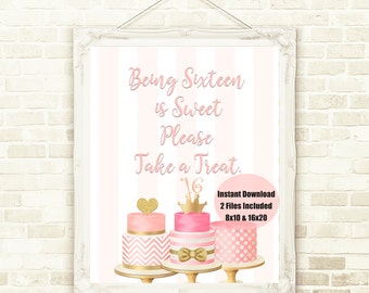 Sweet Sixteen Treat Sign - Etsy