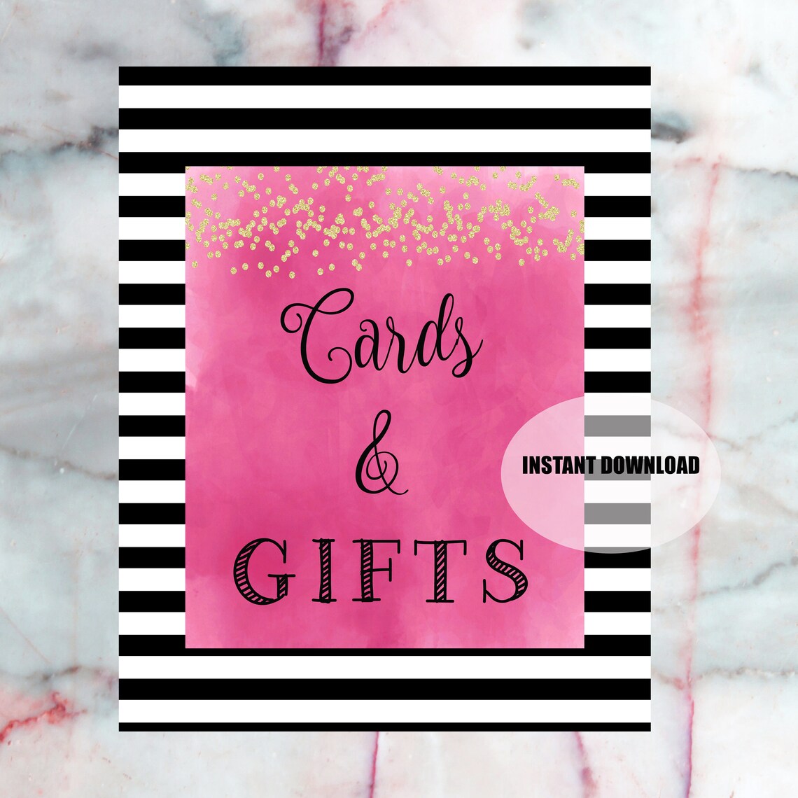 Cards and Gifts Printable Sign Kate Spade Inspired Black | Etsy