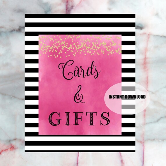 Cards and Gifts Printable Sign Kate Spade Inspired Black | Etsy