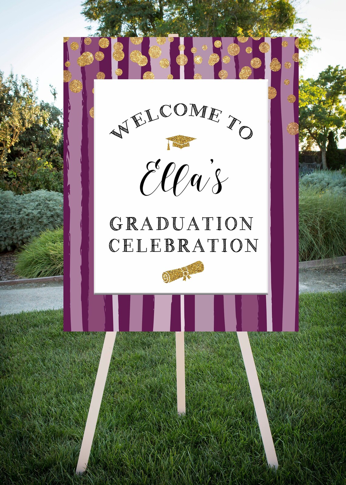 Graduation Party Welcome, Purple Graduation Decor, Grad Party ...