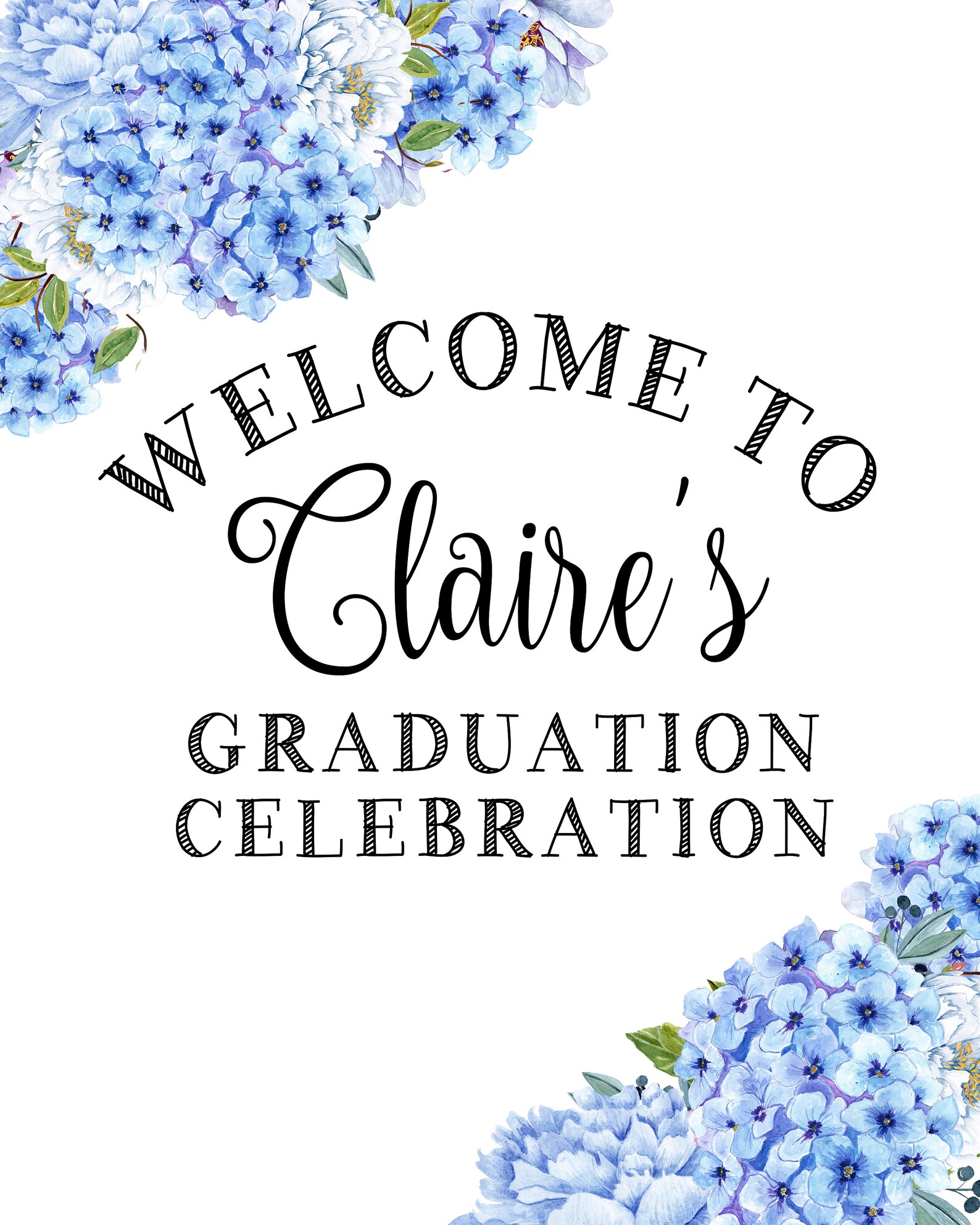 Graduation Party Decorations Blue & White Grad Party | Etsy