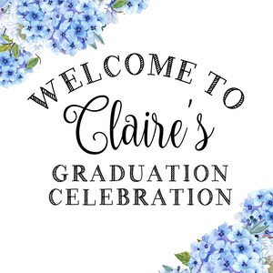 Graduation Party Decorations, Blue & White, Grad Party, Printable Sign ...