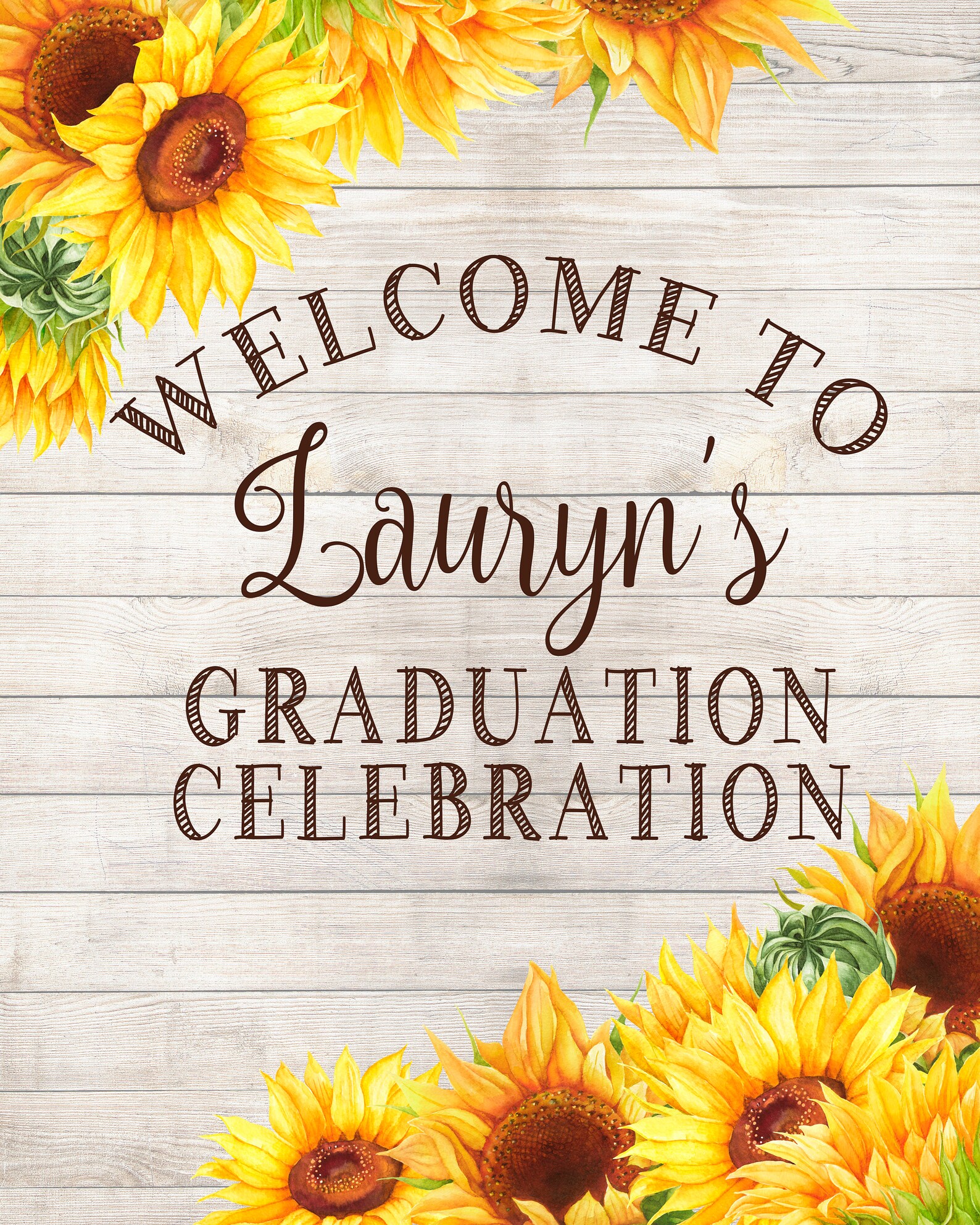 Graduation Party Welcome Sunflower Theme Printable Sign - Etsy
