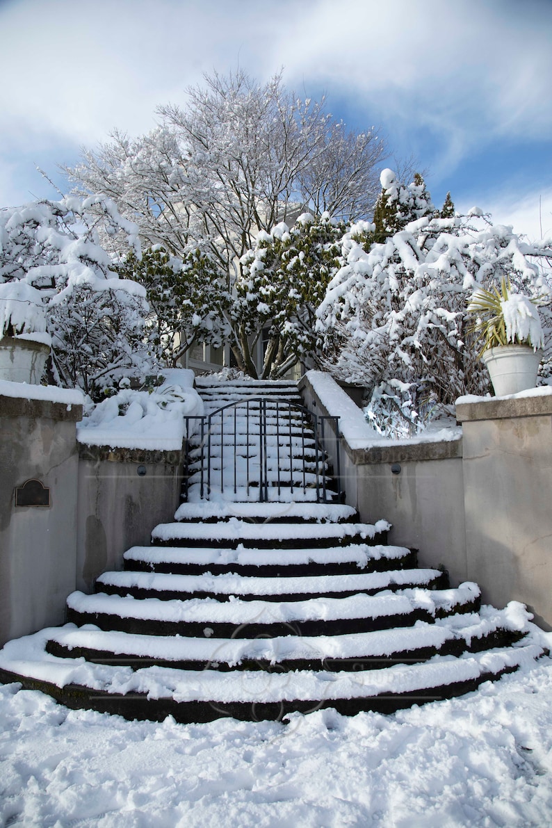 Snow Backdrop Digital Backdrop Snowy Steps Perfect for - Etsy