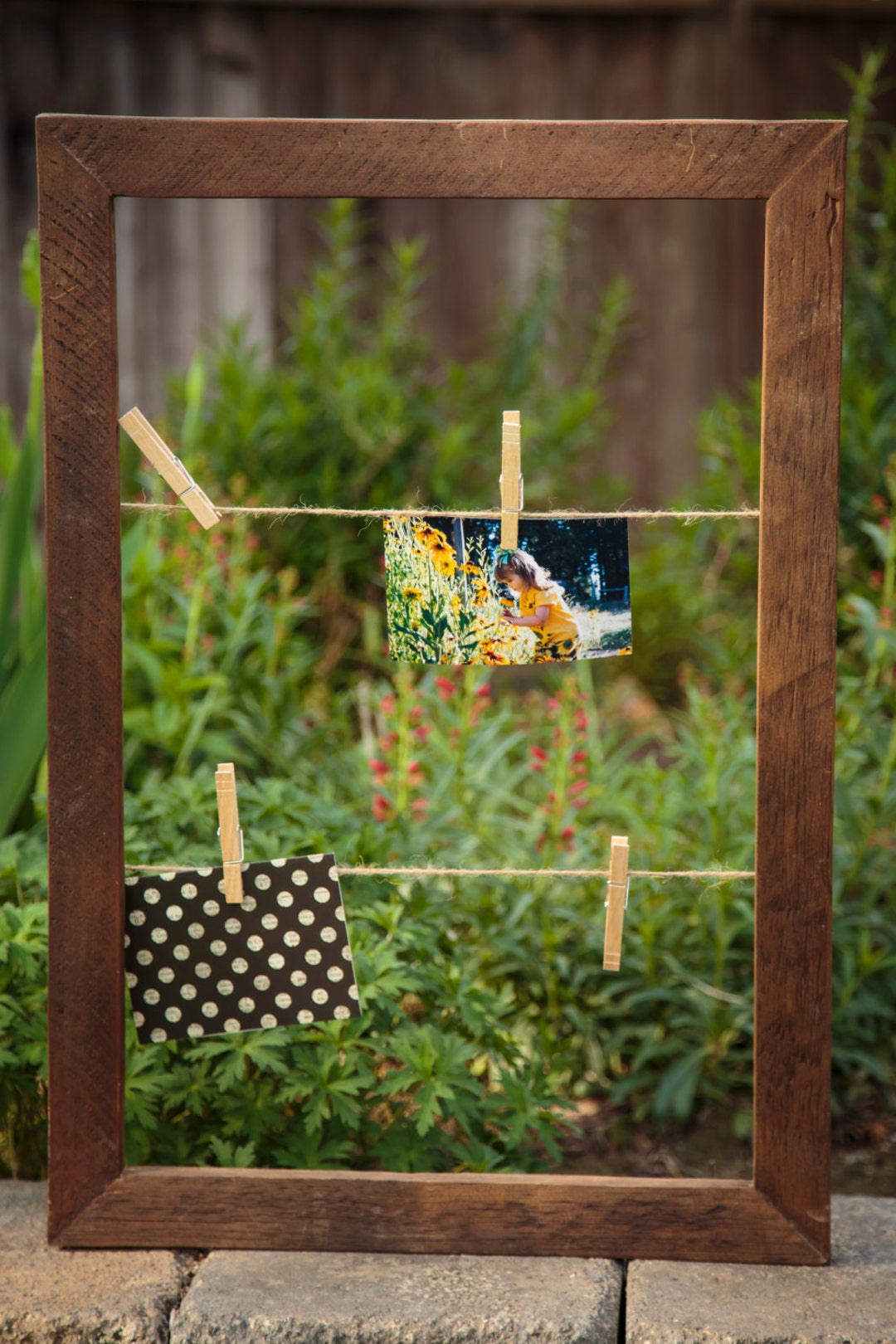 Clothes Pin Picture Frame, Rustic Frame, Reclaimed Wood and Jute ...