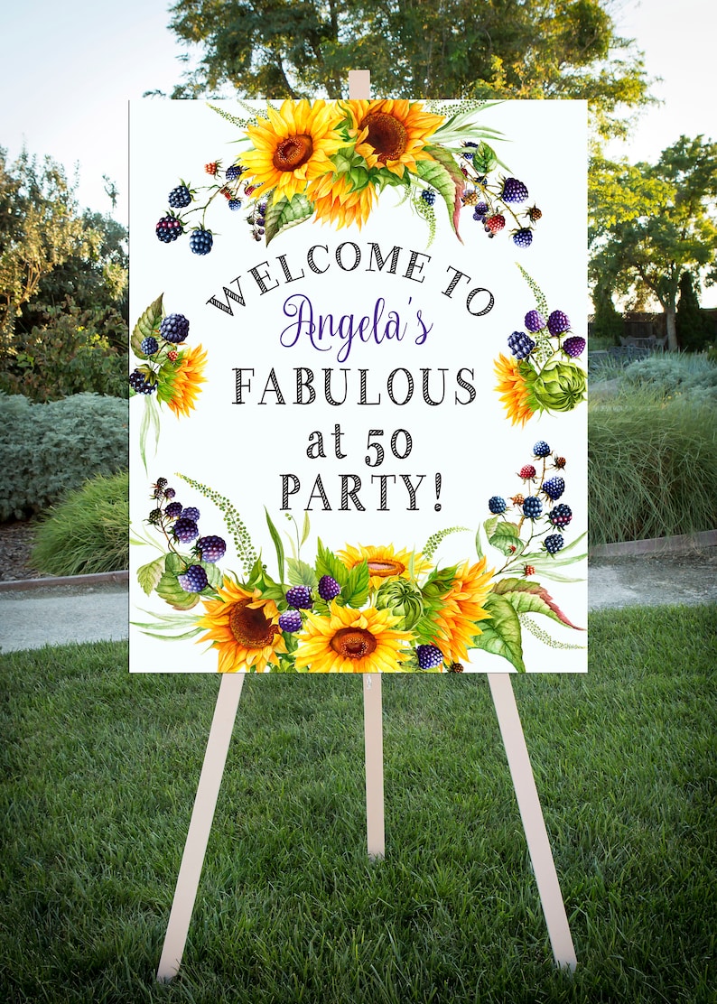 50 and Fabulous 50th Birthday Sunflower Berries Custom - Etsy