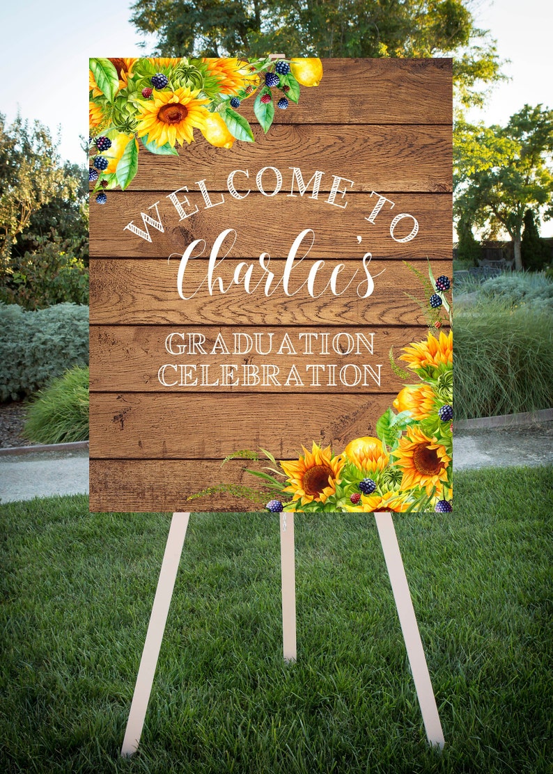 Graduation Party Decor Sunflowers Printable Sign Custom - Etsy