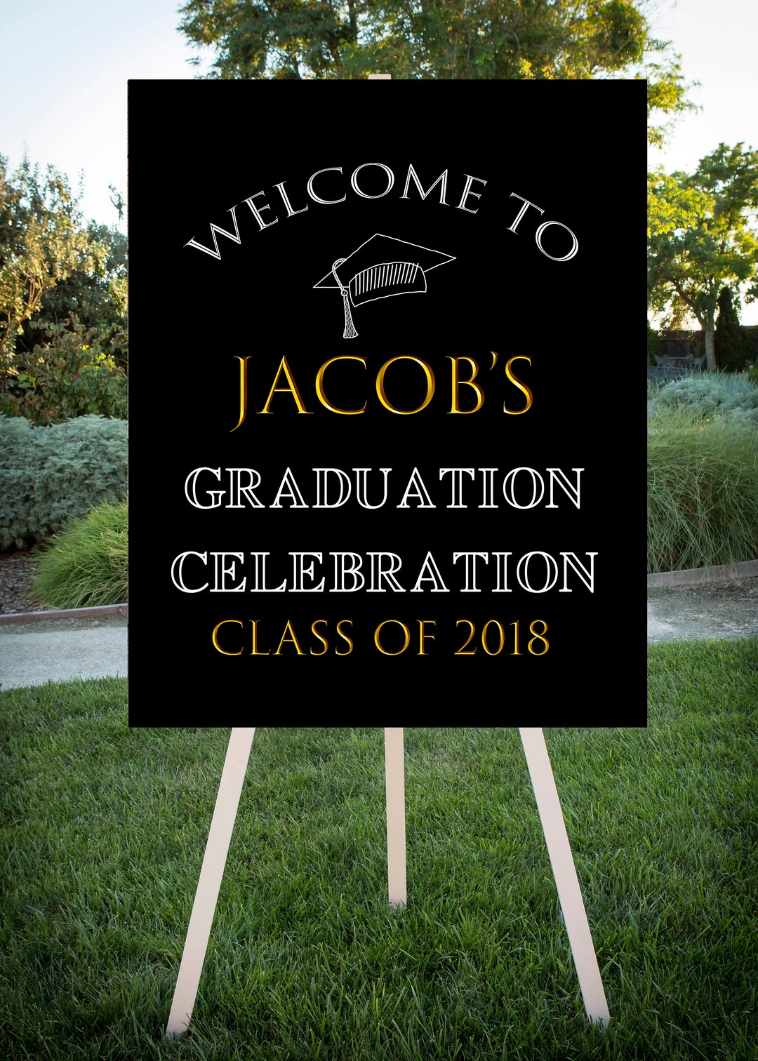 Graduation Party Welcome, Black & Gold, Grad Party, Printable Sign ...