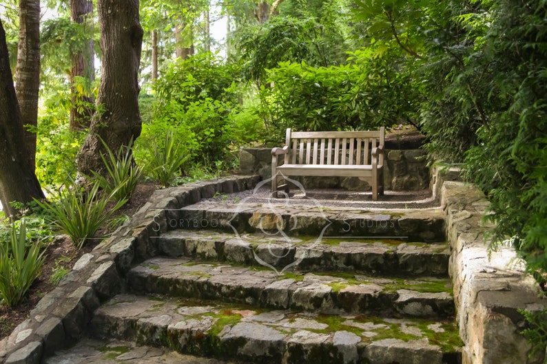 Digital Backdrop, Digital Background, Garden Bench, Nature Backdrop ...