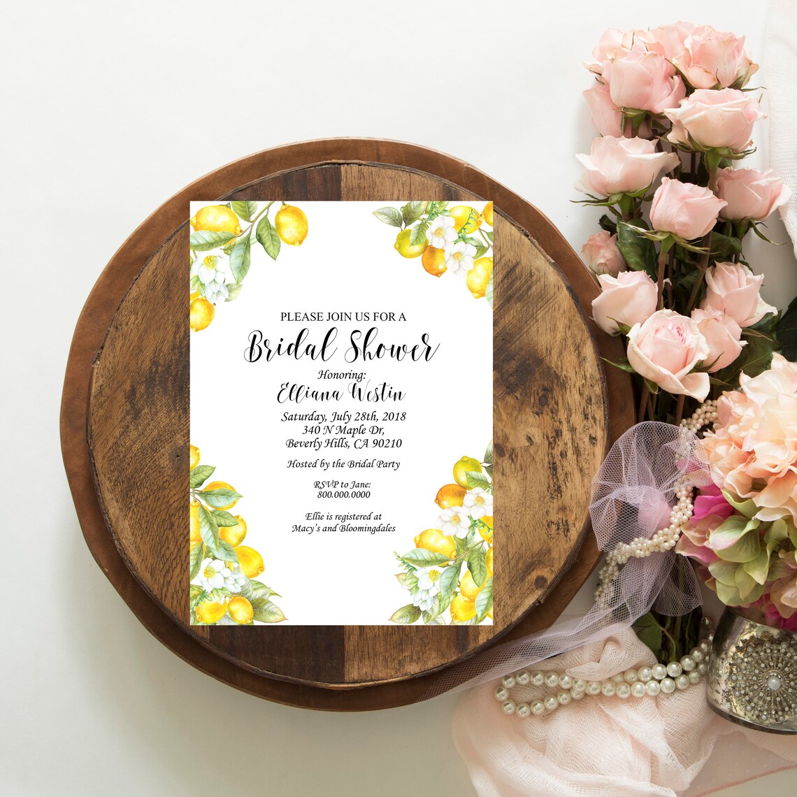 Lemon Themed Bridal Shower Invitation, Lemon Themed Party, Yellow ...