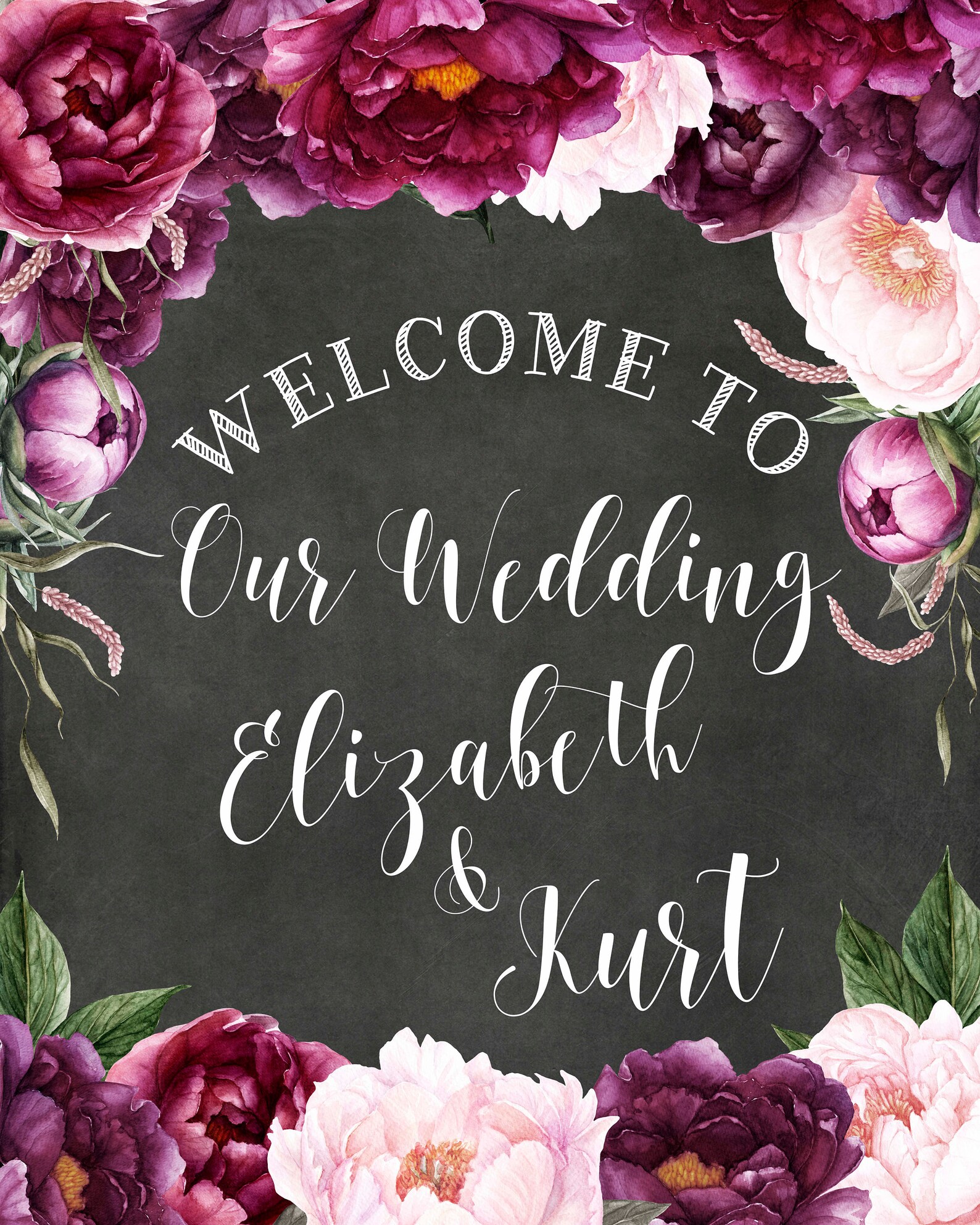 Burgundy Wedding Sign Burgundy Welcome Sign Welcome Wedding - Etsy