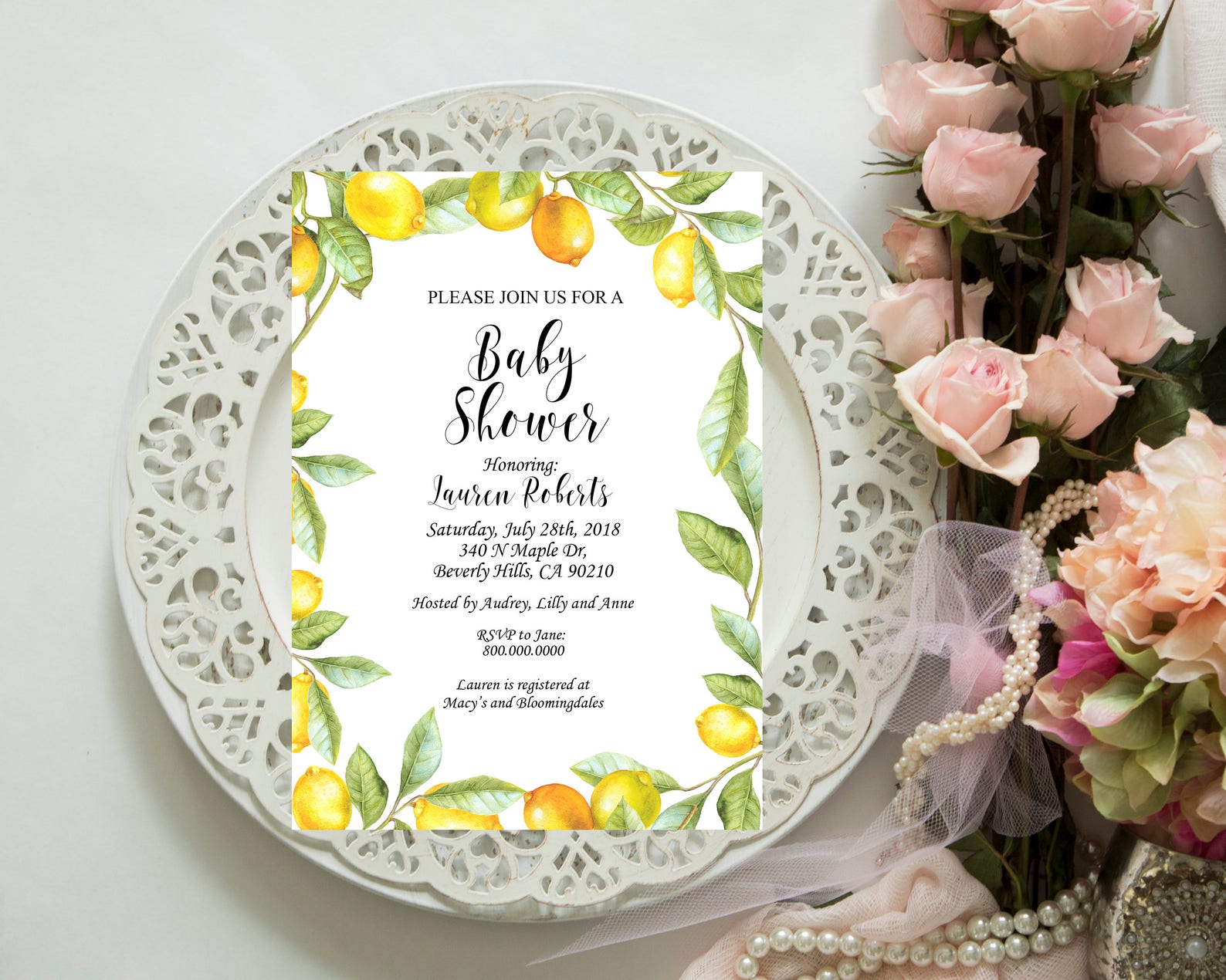 Baby Shower Invitation, Lemon Themed Baby Shower, Yellow Baby Shower ...
