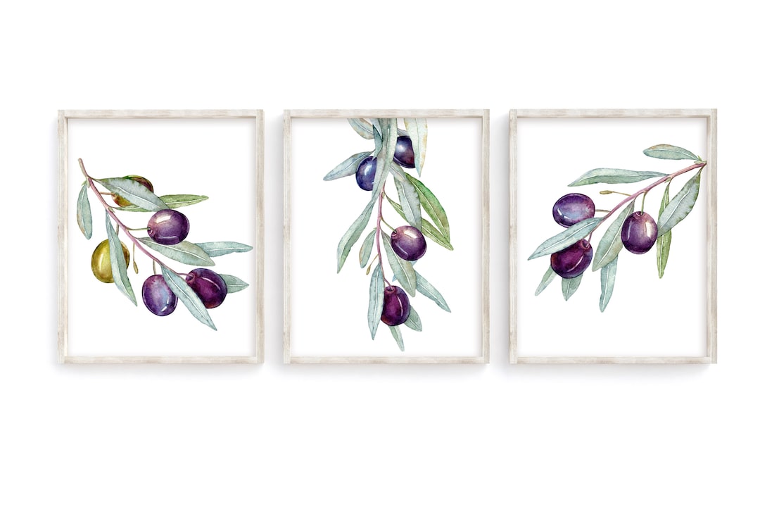 Olive Print, Olive Art Print, Olive Branch, Botanical Art, Farmhouse ...