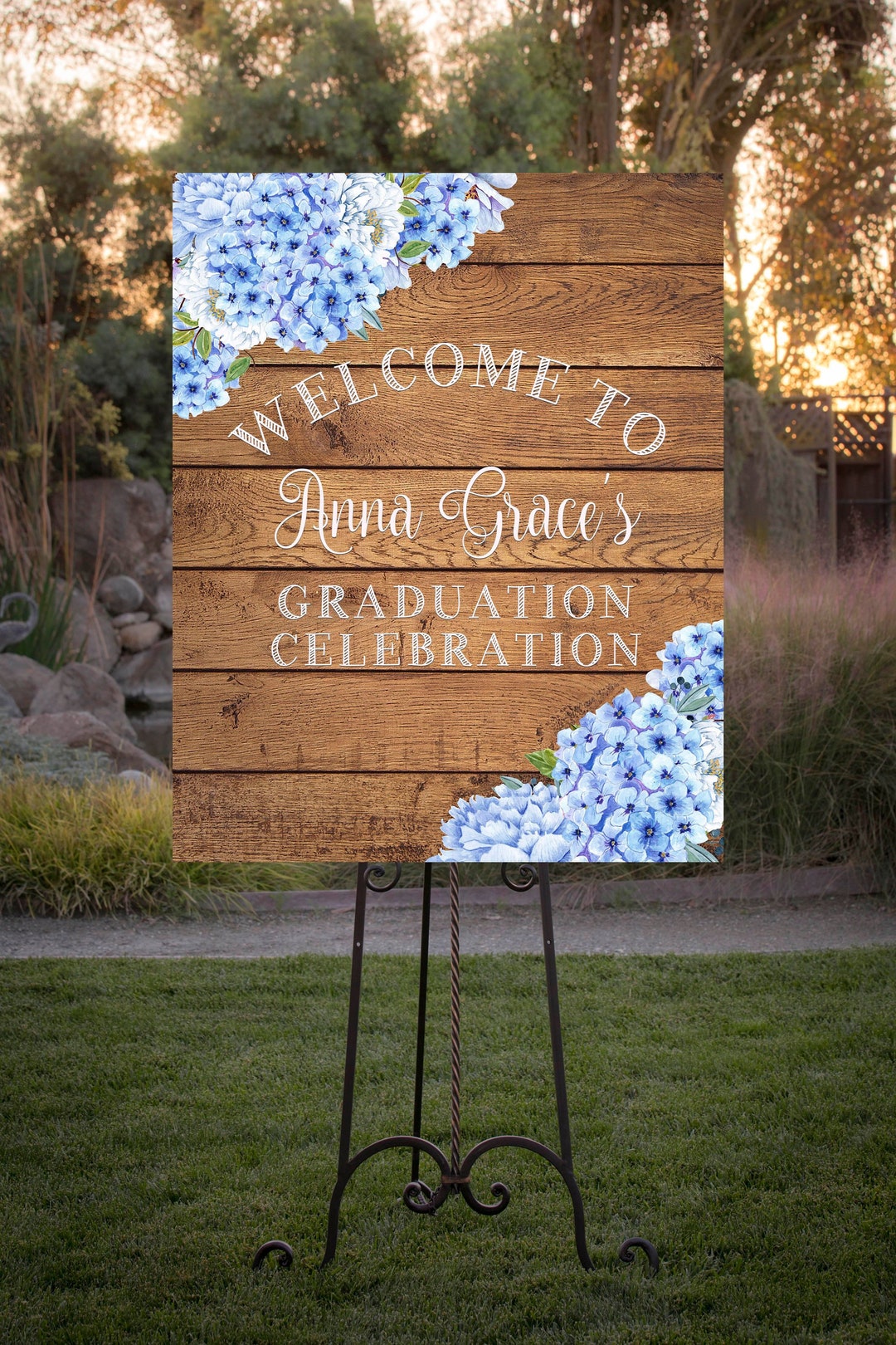 Graduation Party Decorations, Blue & White, Grad Party, Printable Sign ...