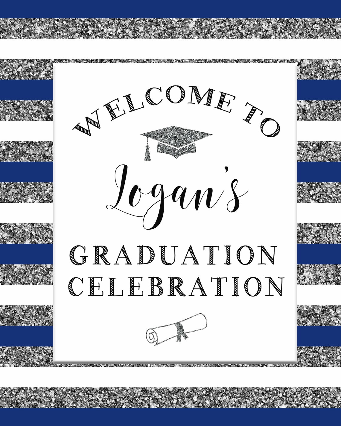 Graduation Party Welcome, Blue and White, Grad Party, Printable Sign ...