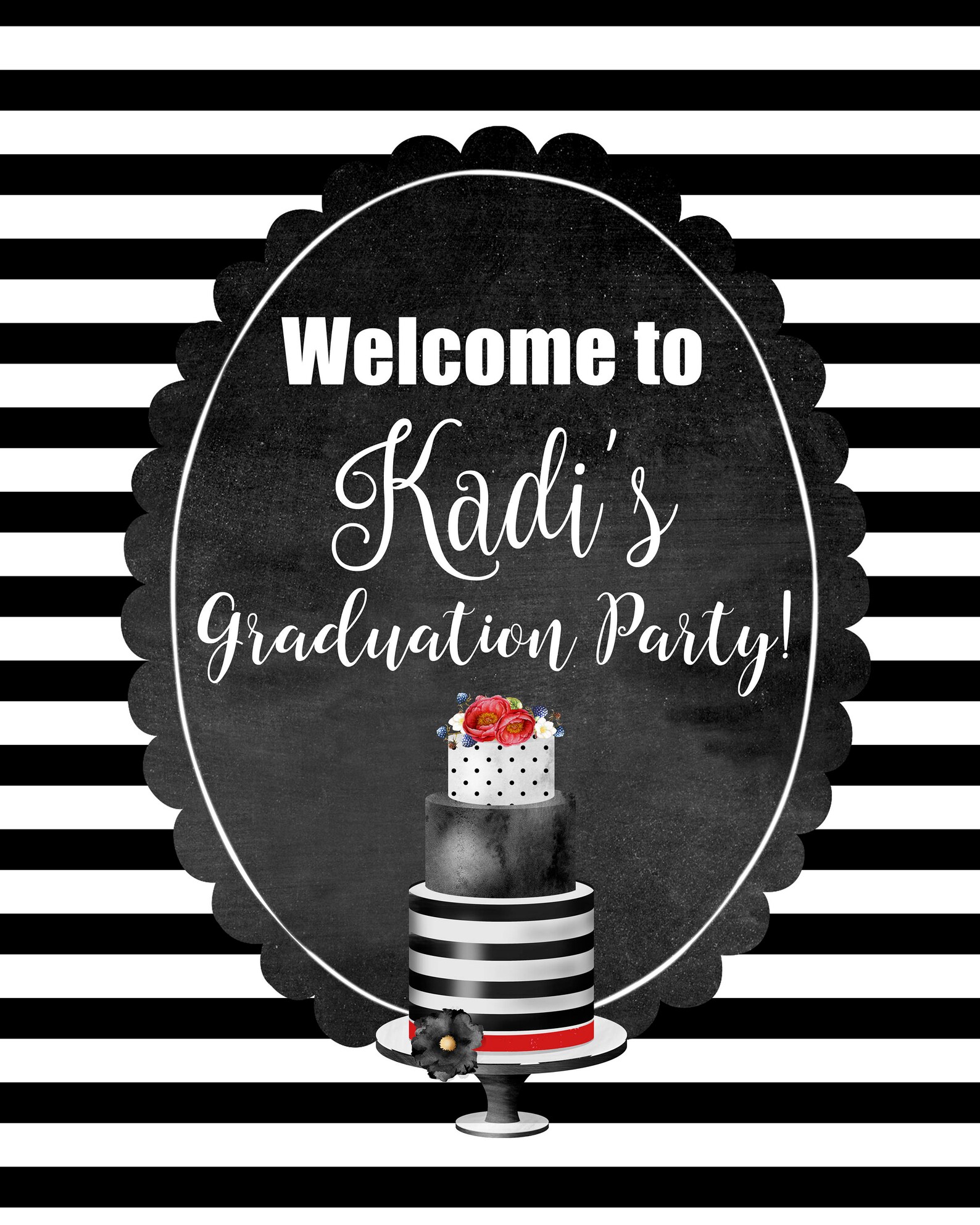 Graduation Party, Kate Spade Inspired Printable Sign, Customized With ...