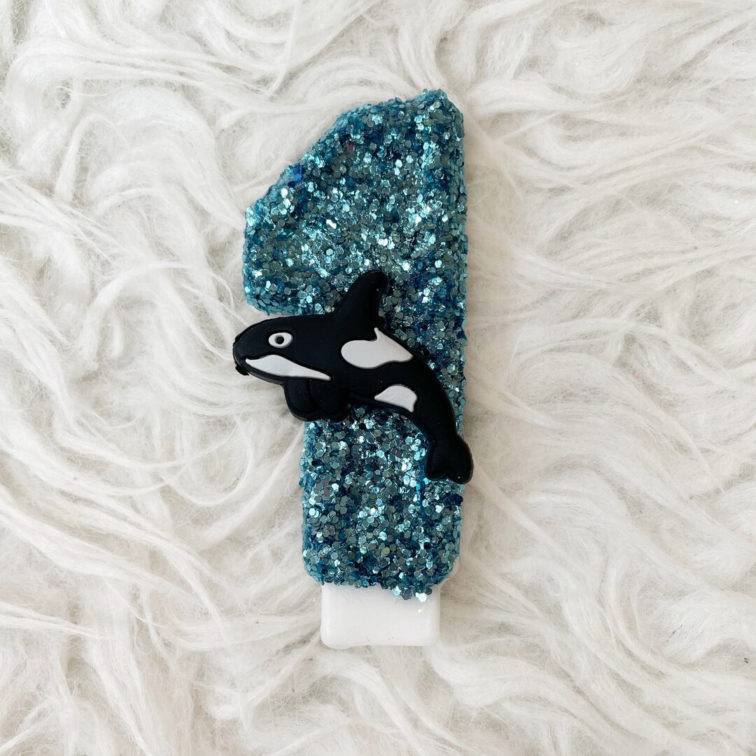 Orca Killer Whale Glitter Birthday Number Candle, Comes in Any Number ...