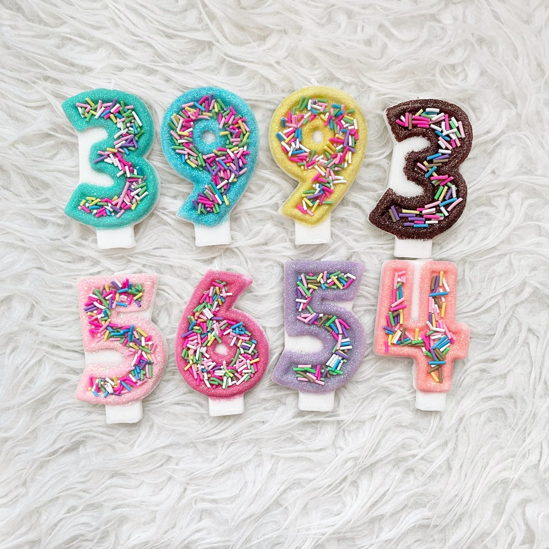 Sweet Ice Cream Sprinkles Glitter Birthday Number Candle, Comes in Any ...