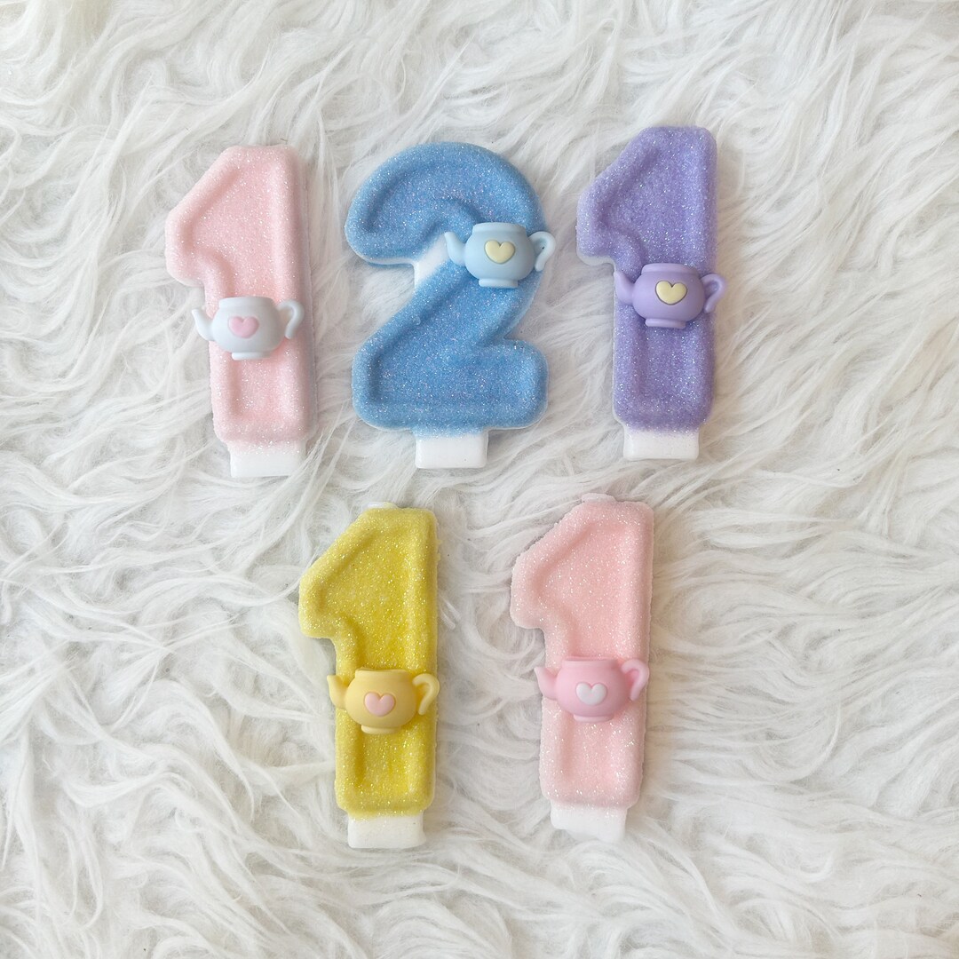 Tea Pot Glitter Birthday Number Candle, Comes in Any Number You Like ...