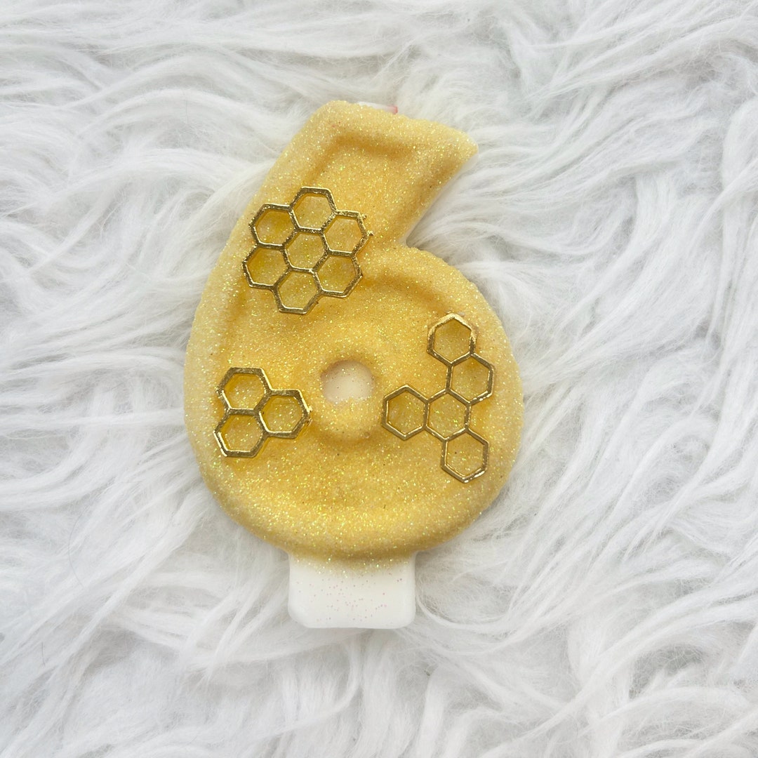 Sweet Honey Bee Hive Comb Glitter Birthday Number Candle, Comes in Any ...