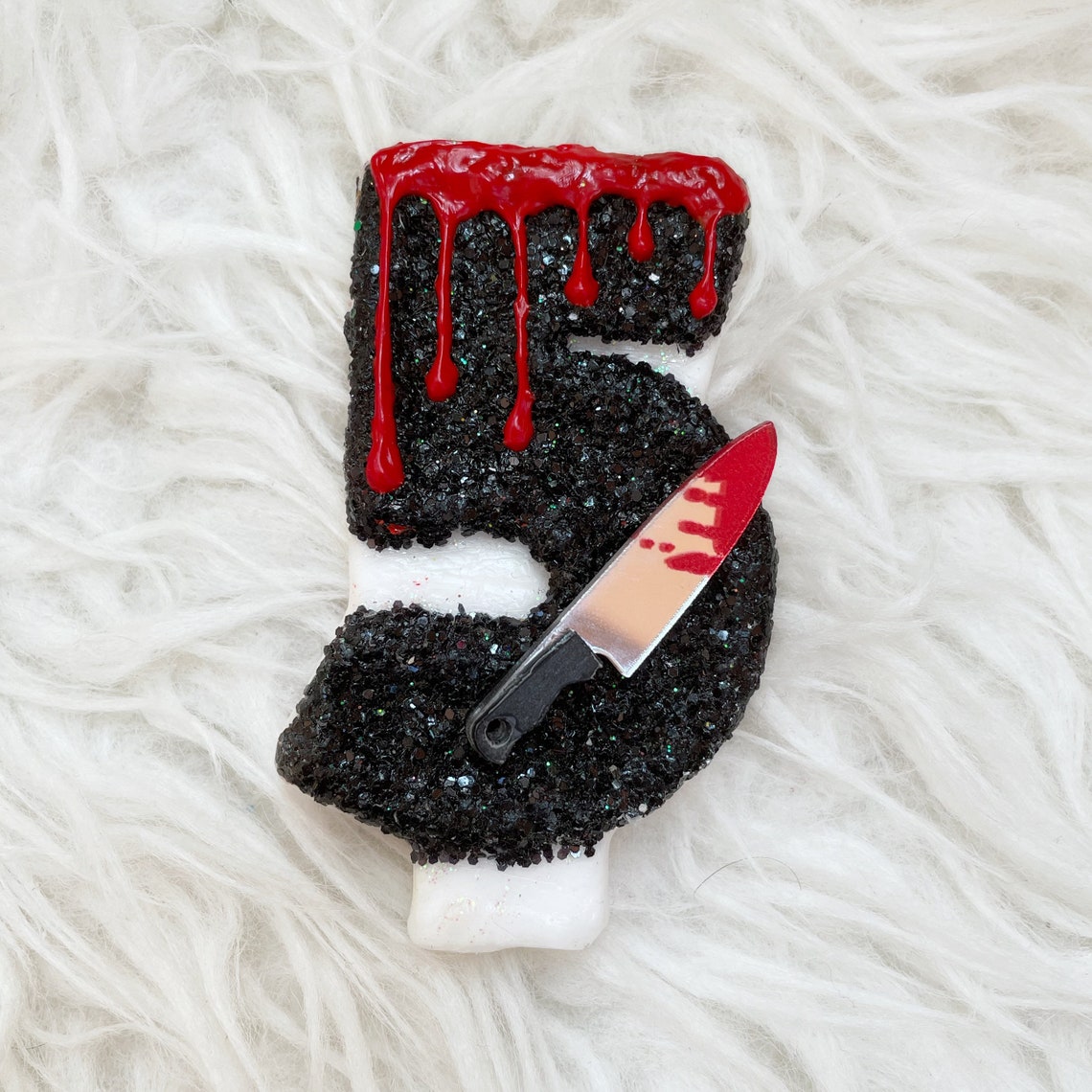 Halloween Bloody Knife Glitter Birthday Number Candle Comes - Etsy