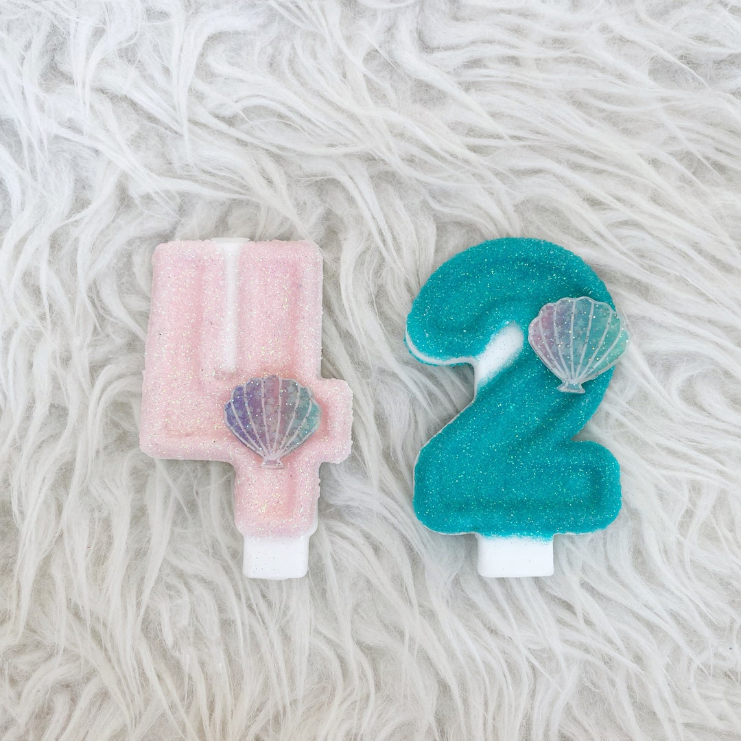 Mermaid Seashell Glitter Birthday Number Candle, Comes in Any Number ...