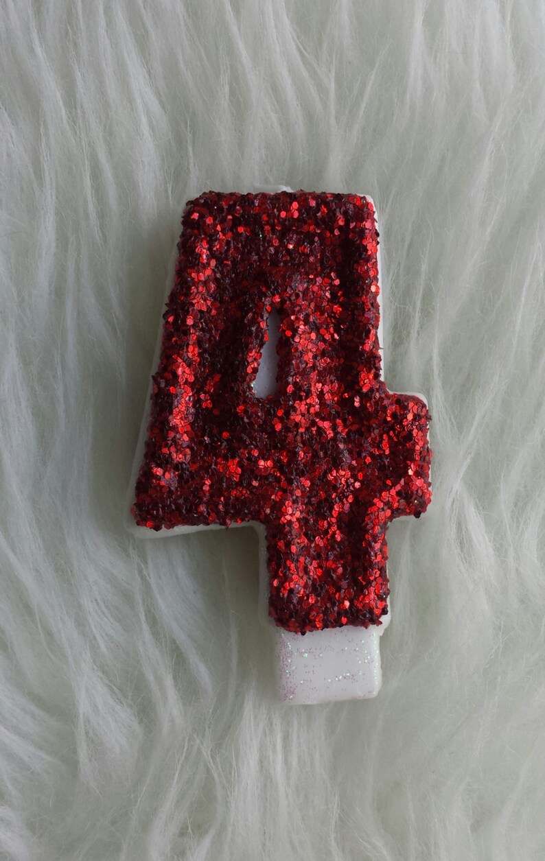 Red glitter birthday party number candle comes in any number | Etsy