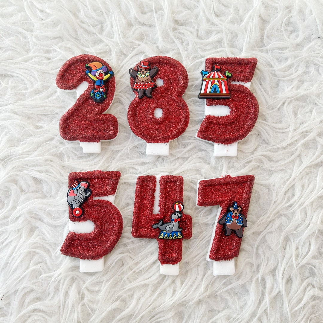 Circus Tent Clown Glitter Birthday Number Candle, Come in Any Number ...