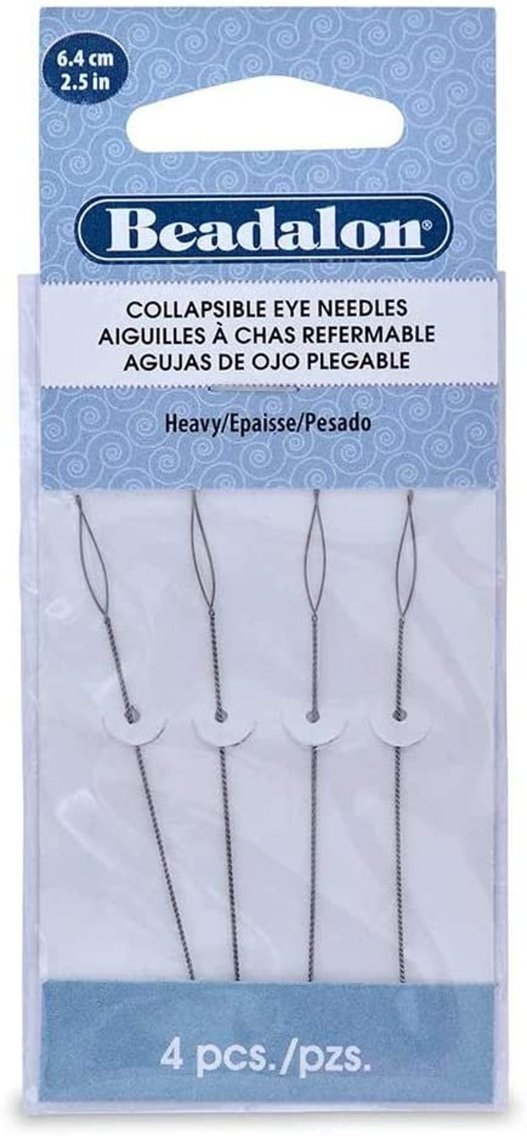 Beadalon 2.5-inch Heavy Collapsible Eye Beading Needles ,pack of 4, Art ...