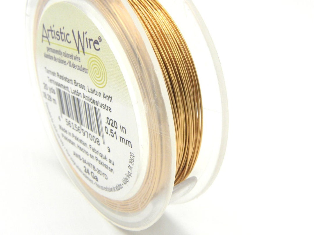 Artistic Wire Craft Wire 24 Gauge Tarnish Resistant Brass 20yds .020"(0 ...