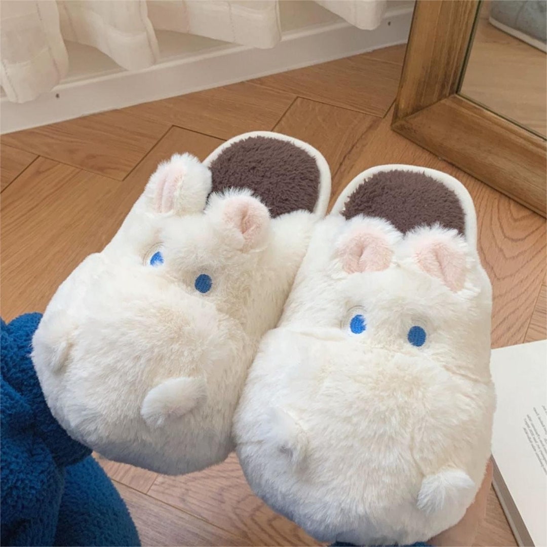 Plush and Cute Hippo Couple Cotton Slippers, Fashionable Home Shoes ...