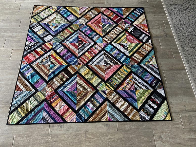 Handmade Patchwork Quilt, 60 X 60, Beautifully Made, Bold Modern Colors ...