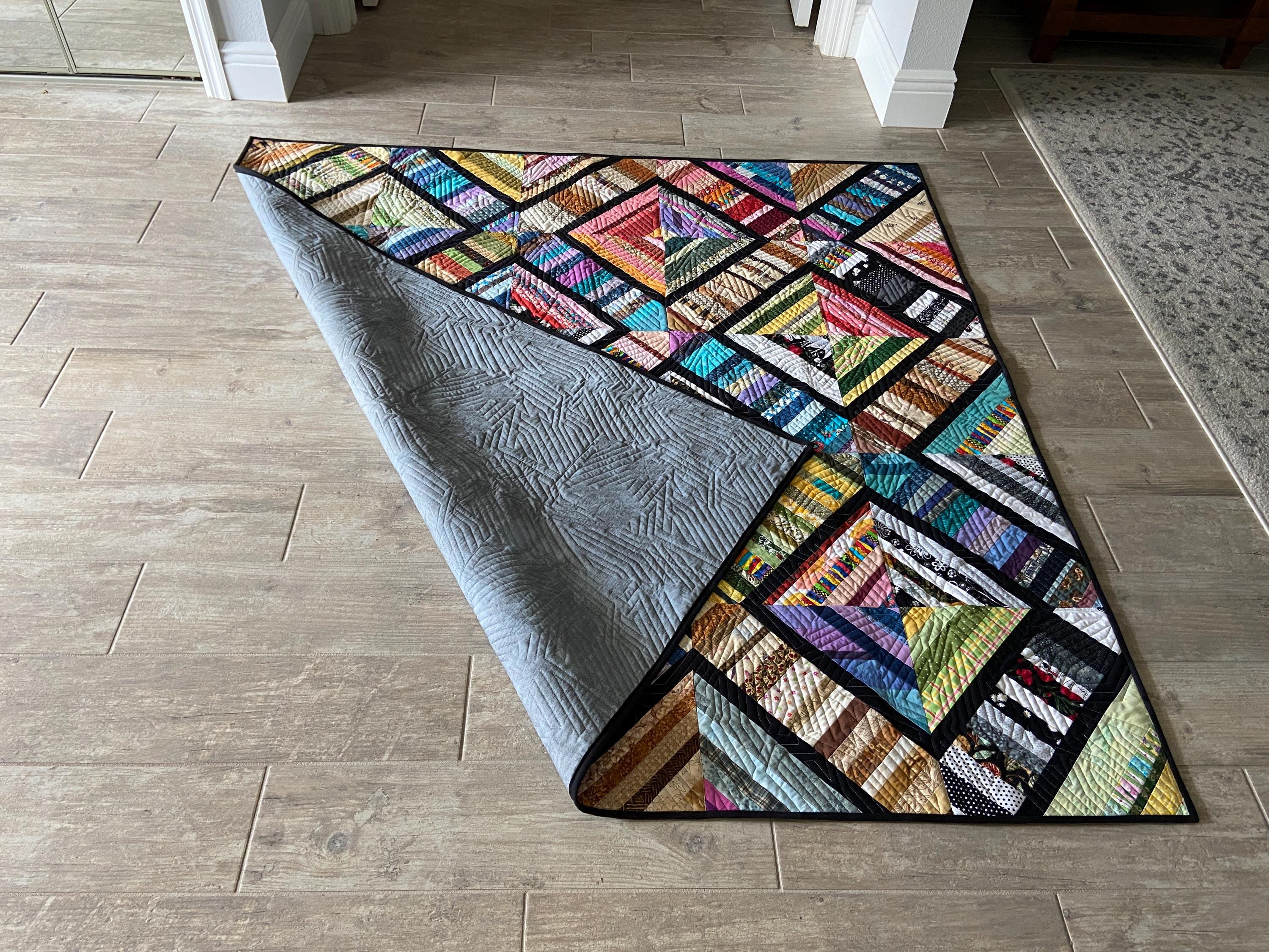 Handmade Patchwork Quilt, 60 X 60, Beautifully Made, Bold Modern Colors ...