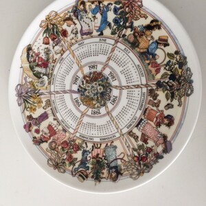 1981 Calendar Plate by Deborah Bell Jarratt, Fine English Porcelain, 12 ...