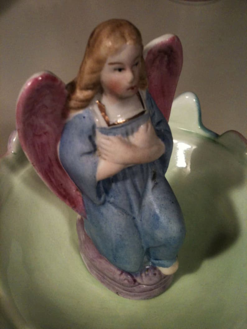 Early 1900's Porcelain German Angel Statue With Wings and Blue Robes ...