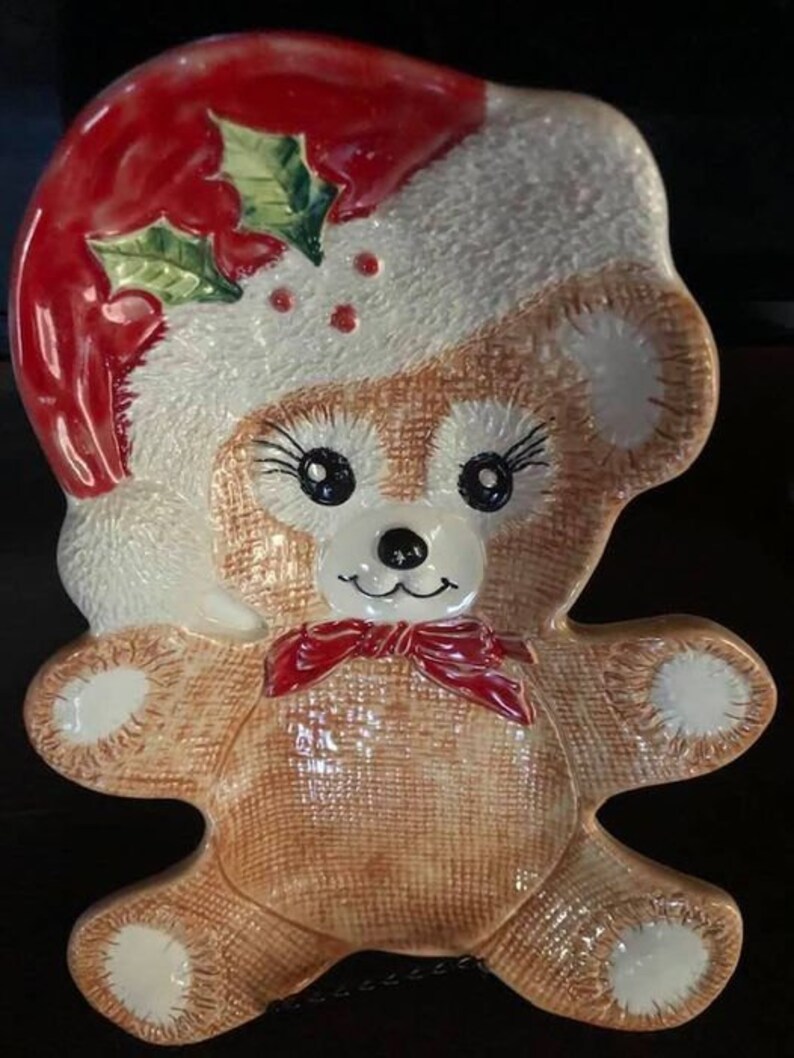 Teddy Bear Holiday Plate 10" X 8" X 1" Ceramiche Leonardo 7127 Made in ...