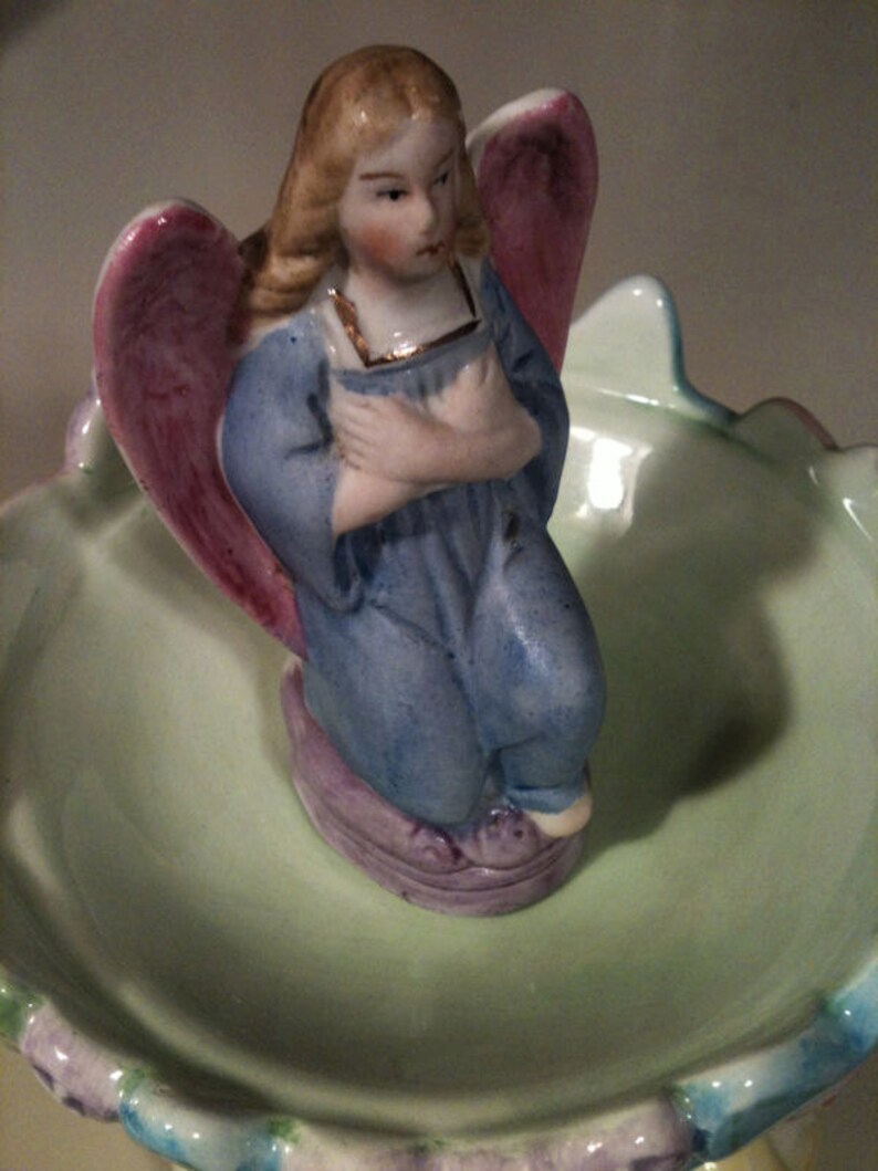 Early 1900's Porcelain German Angel Statue With Wings and Blue Robes ...