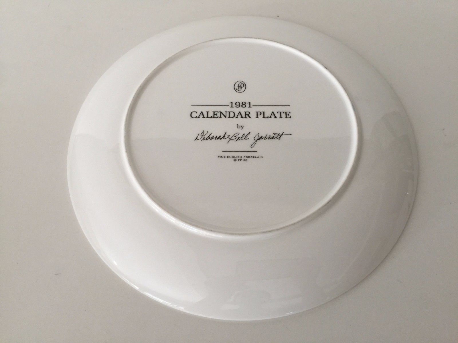1981 Calendar Plate by Deborah Bell Jarratt, Fine English Porcelain, 12 ...