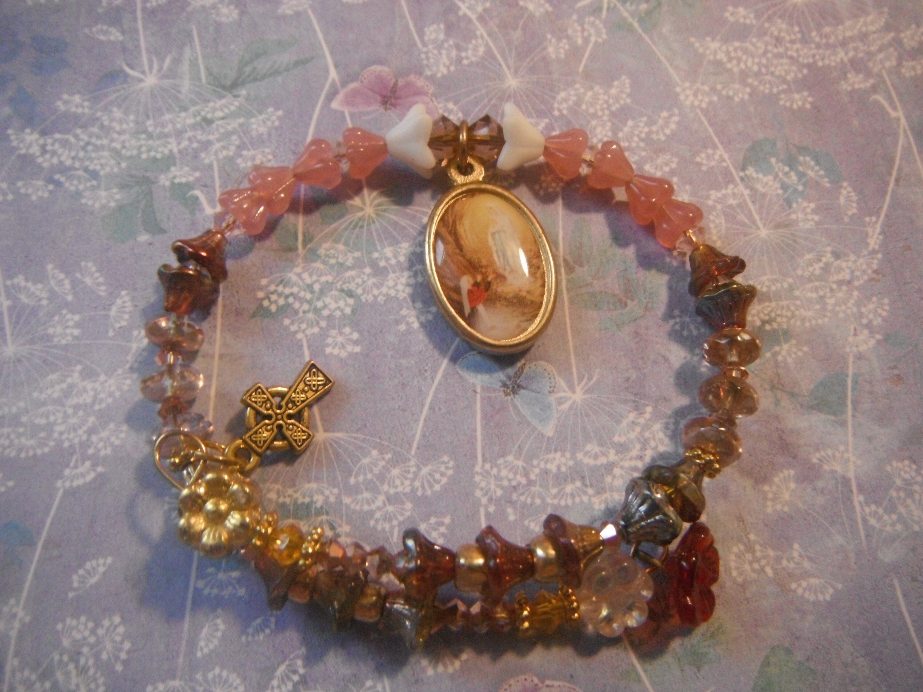 Beautiful St Bernadette Picture Medal Beaded Adjustable - Etsy