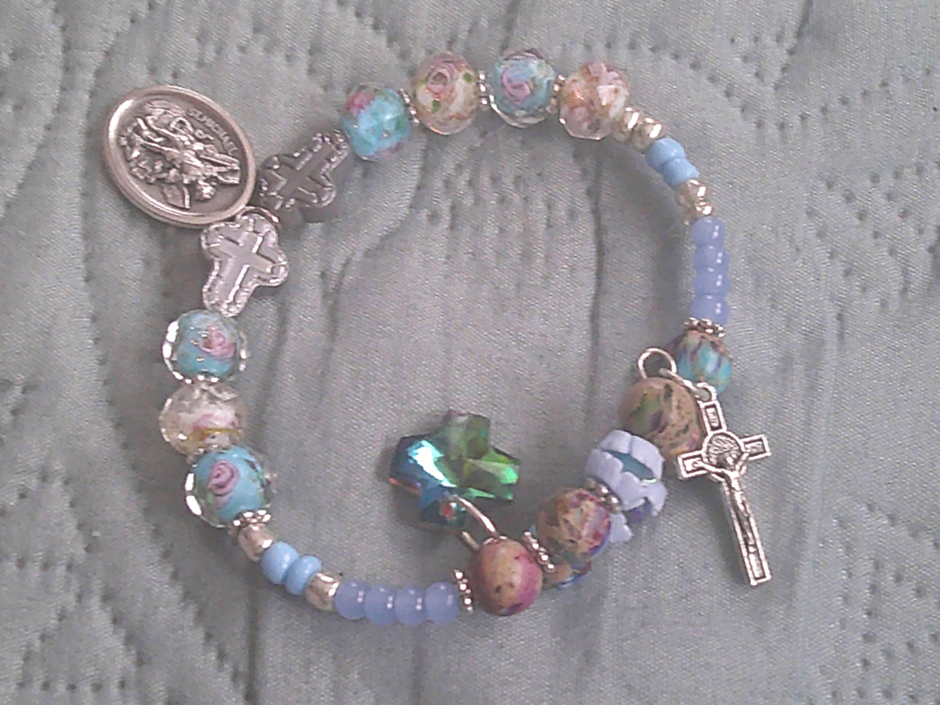 St. Michael the Archangel Adjustable Beaded/medal/charm Bracelet W/lamp ...