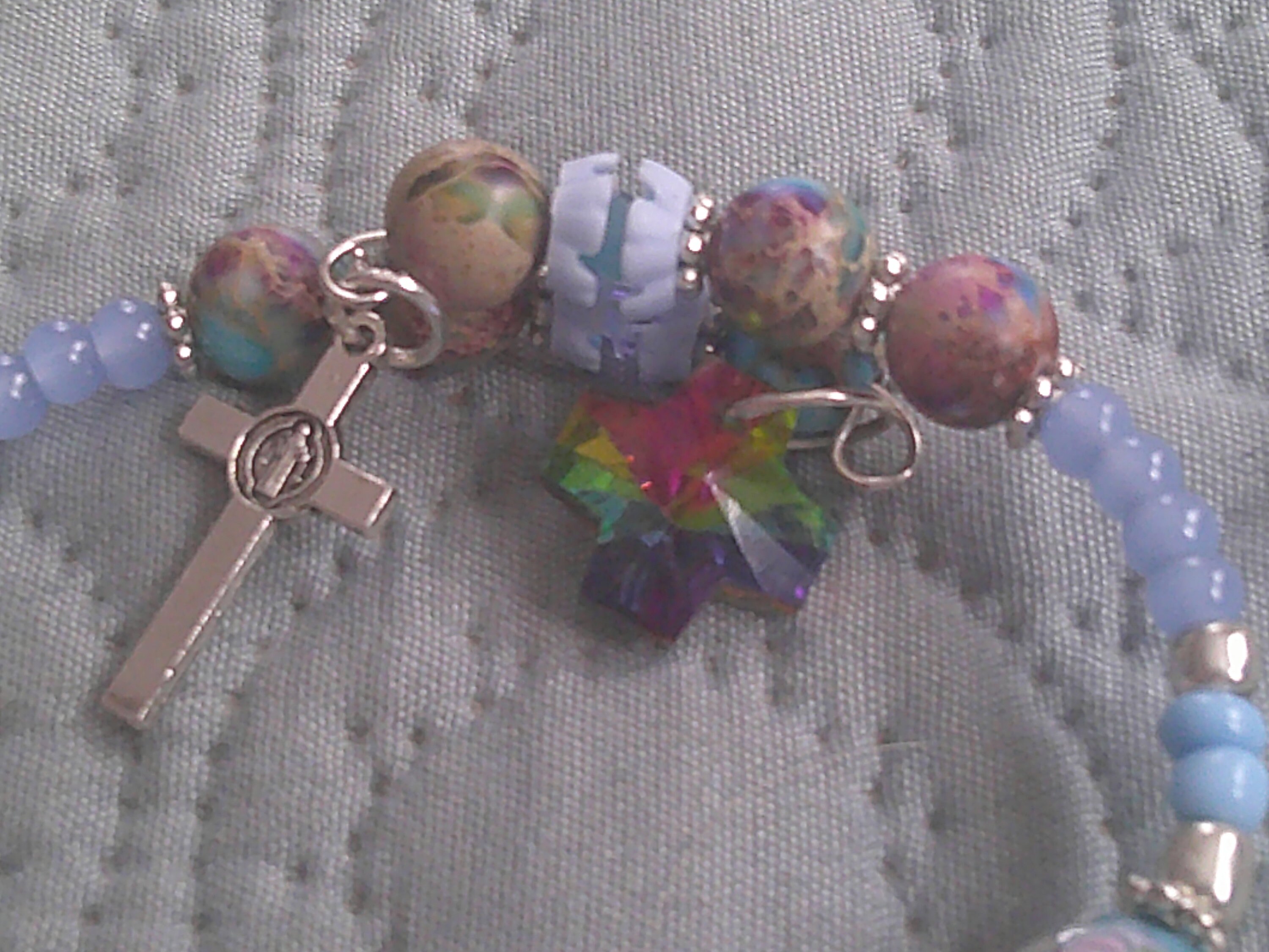 St. Michael the Archangel Adjustable Beaded/medal/charm Bracelet W/lamp ...