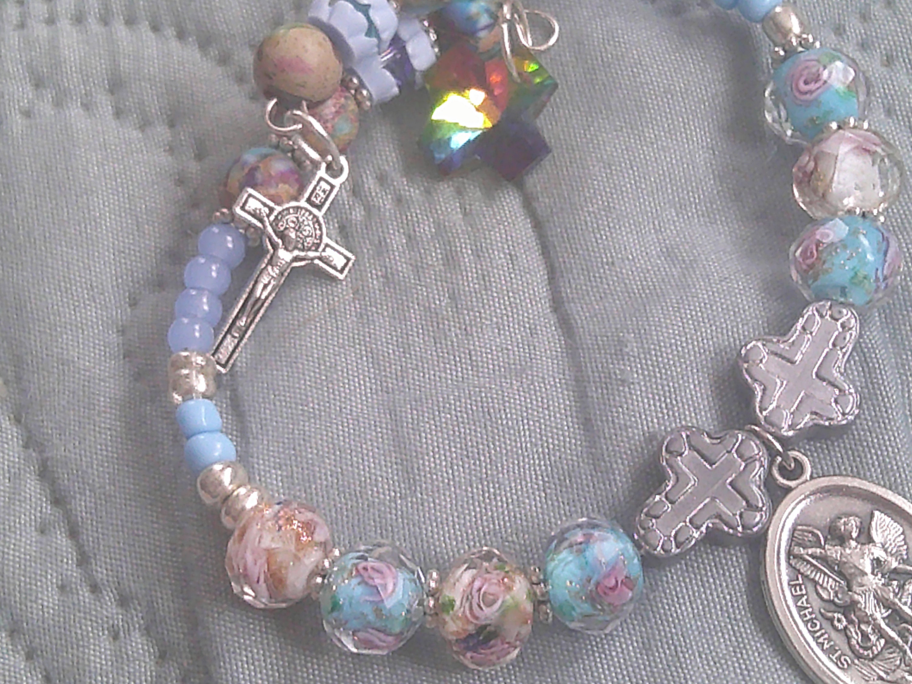 St. Michael the Archangel Adjustable Beaded/medal/charm Bracelet W/lamp ...