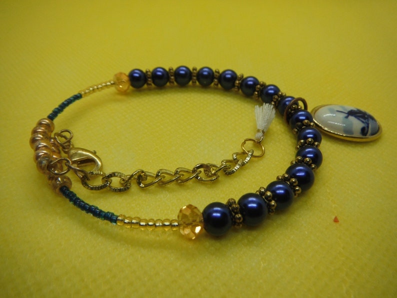 Dutch Genuine Delft Charm Bracelet/with White Tassel - Etsy