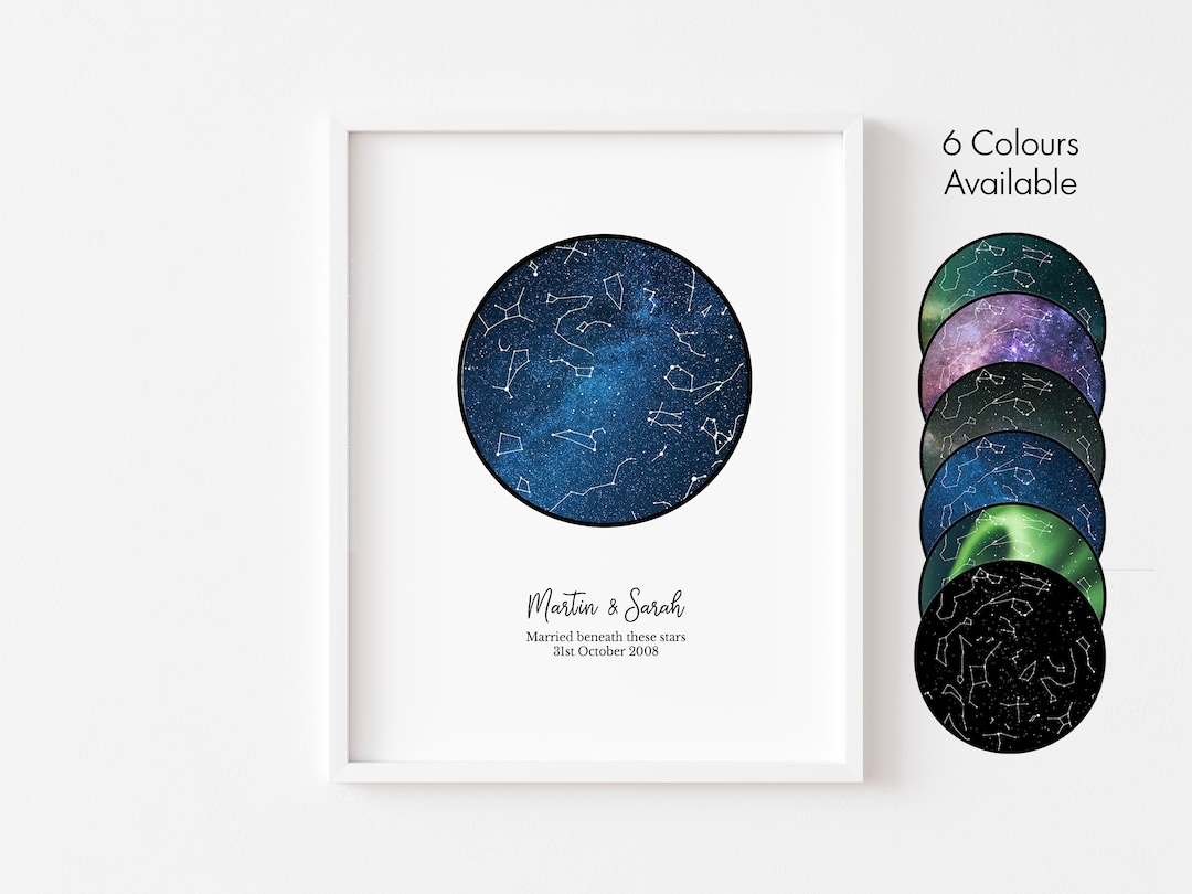 Wedding Star Map, Star Map Wedding Date, Star Map Personalised Wedding ...
