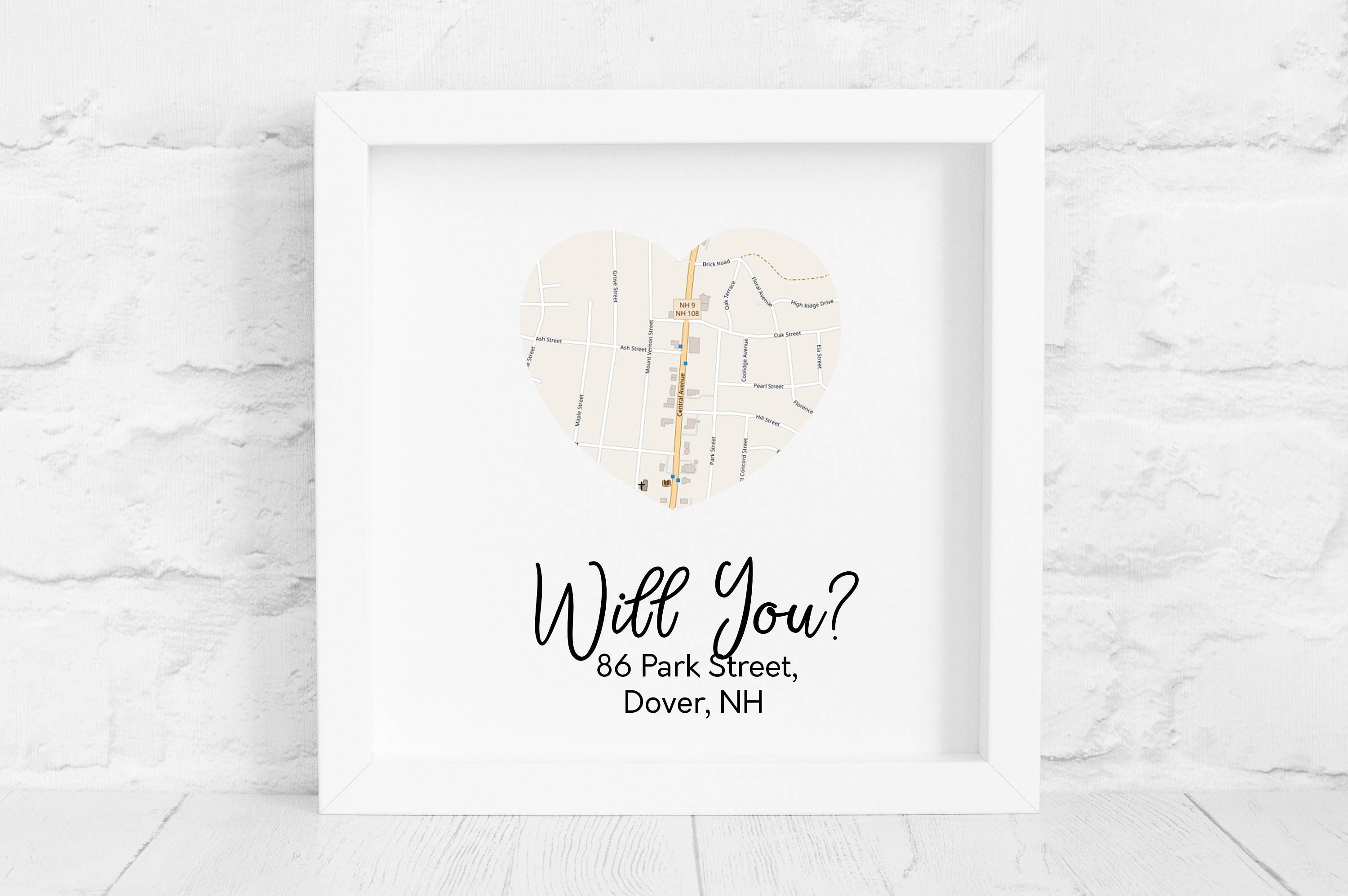 Engagement Map Print Engagement Map Gift Engagement Map | Etsy
