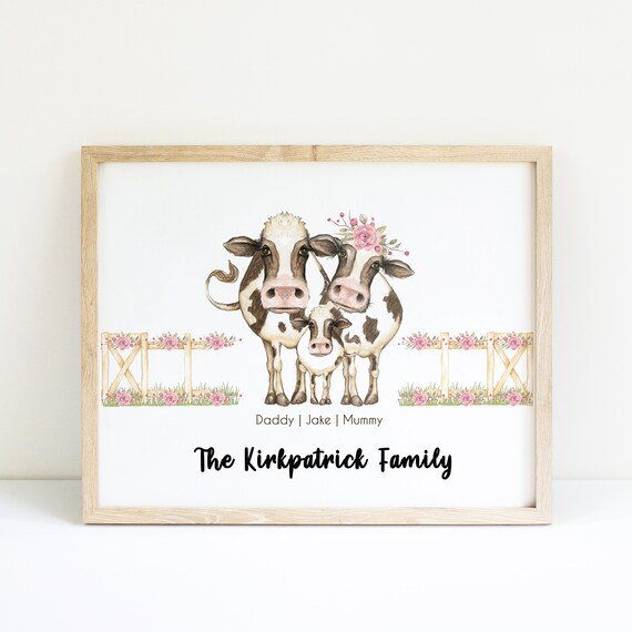 Cow Family Print Personalised Cow Family Print Personalised | Etsy